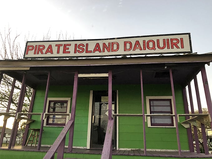 Pirate Island Daiquiri's weathered exterior has more character than most modern buildings will ever achieve in their lifetimes.