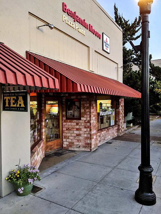 Behind this unassuming storefront, the Russian River Tea Company steeps dreams alongside leaves. Small-town commerce with global flavors. 