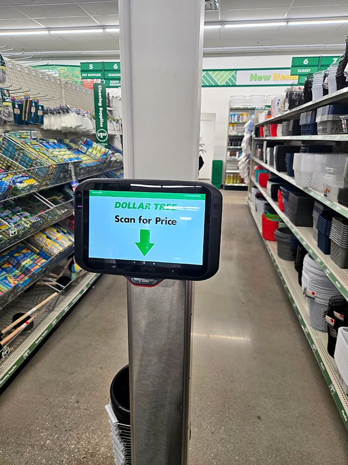 Modern convenience meets bargain hunting. This price scanner prevents surprises at checkout, though the surprise is usually how little you've spent.