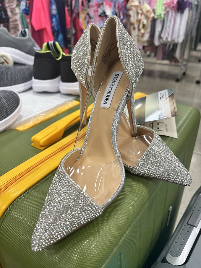Cinderella moment! These crystal-encrusted Steve Madden heels transform any outfit from ordinary to extraordinary—no fairy godmother required.