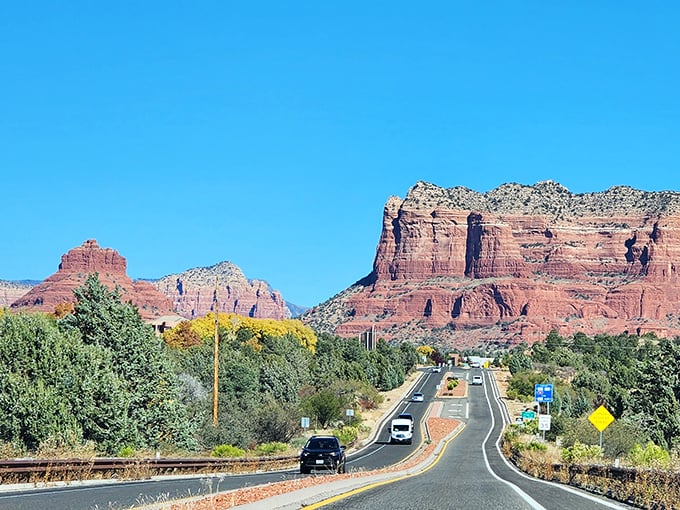 The road promises adventure around every bend. Driving here feels like you're in the opening credits of your own travel documentary.