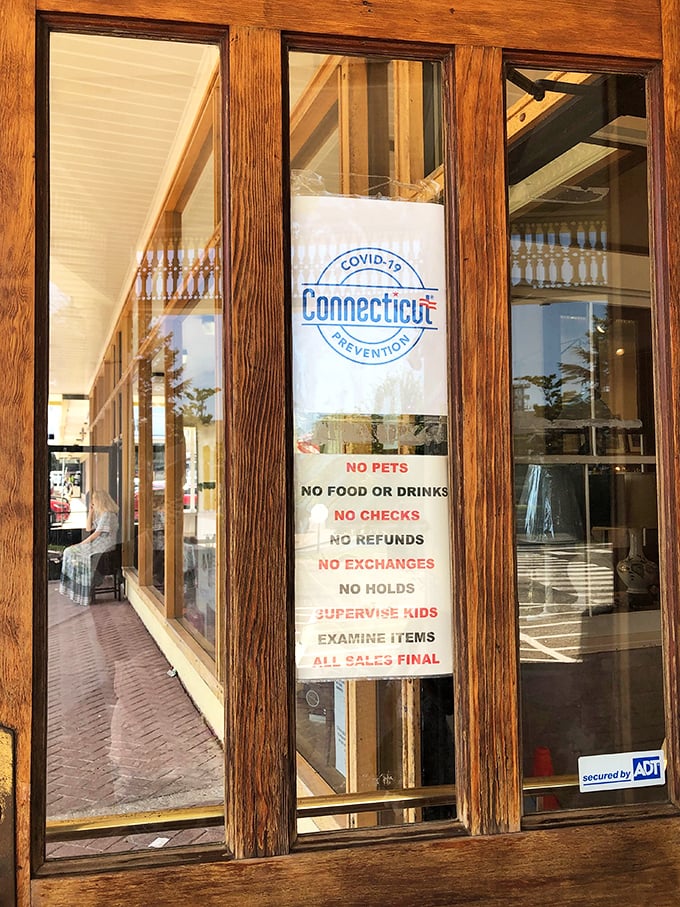 Clear rules posted at the entrance set expectations for a smooth shopping experience—the "no holds" policy explains why decisive shoppers win here.
