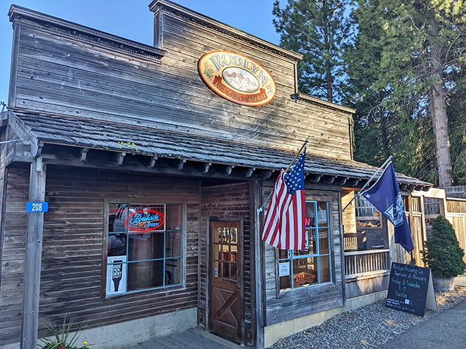 Roslyn Brewing Company's rustic wooden facade promises craft beers with authentic character—just like the town that inspired them.