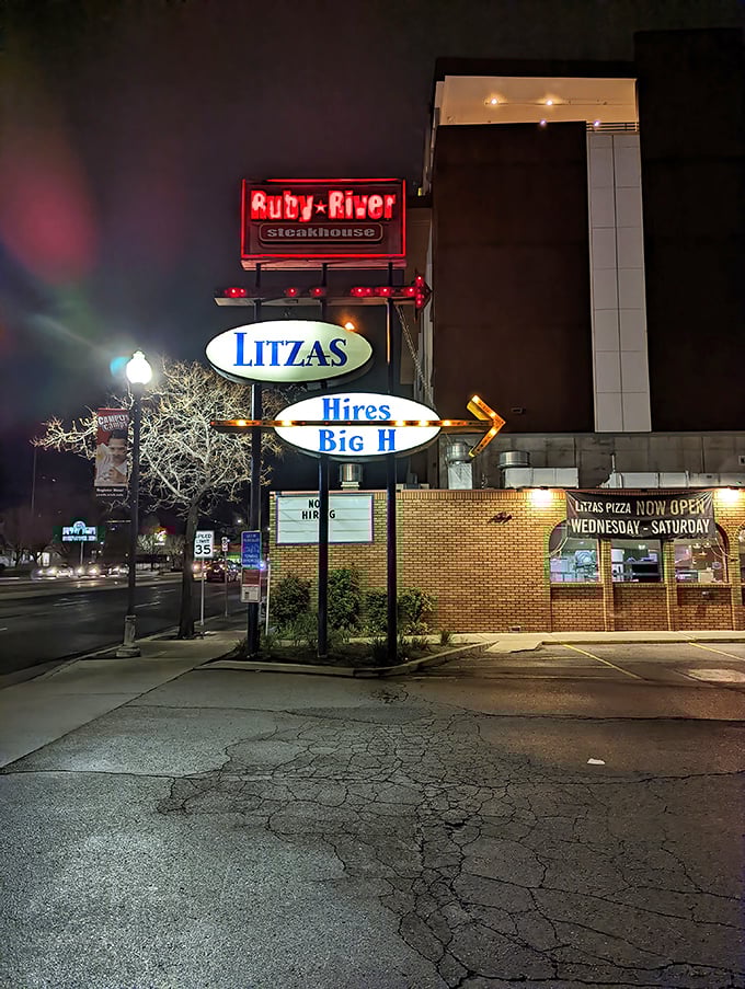 After dark, the neon glow of Hires' sign serves as a lighthouse for the hungry, a beacon of hope in a sea of chain restaurants.