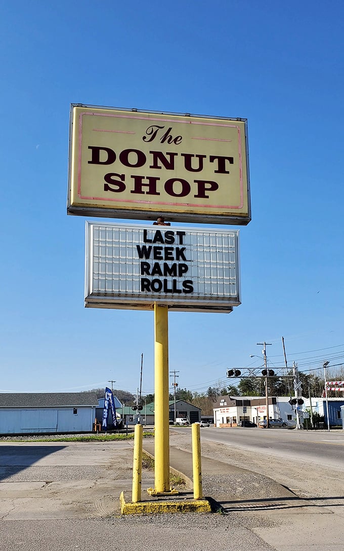 Even the roadside sign gets creative with weekly specials—last week's ramp rolls prove this place celebrates Appalachian flavors unapologetically and deliciously.
