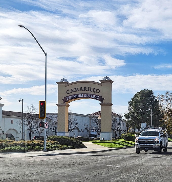 The iconic Camarillo Premium Outlets sign – a modern-day retail Statue of Liberty, welcoming the bargain-hungry masses.