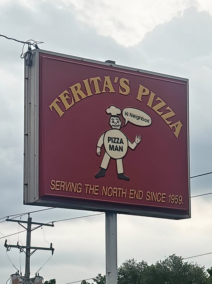 The iconic Terita's sign with its friendly "Hi Neighbor!" mascot has guided hungry Columbus residents home like a pizza lighthouse since 1959.