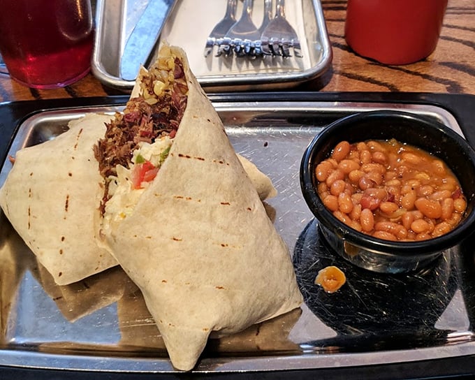 The burrito that proves barbecue knows no cultural boundaries—just delicious, smoky diplomacy.
