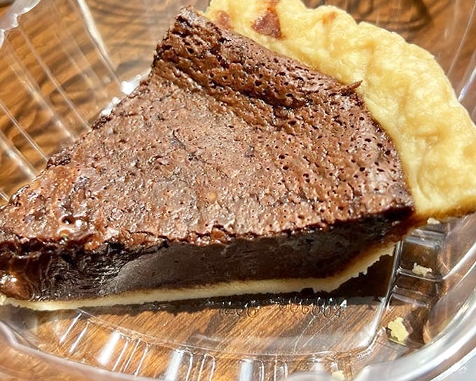 Chocolate chess pie with its fudgy interior and flaky crust—the dessert equivalent of finding an extra $20 in your pocket.