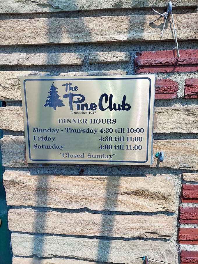 Even the hours sign feels like a relic from a more civilized era. "Closed Sunday" – because legends need a day of rest too.