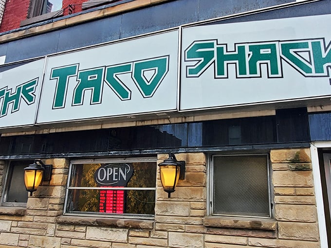 The Taco Shack's retro signage promises authentic flavors in unexpected places—proof that good Mexican food knows no geographical boundaries.