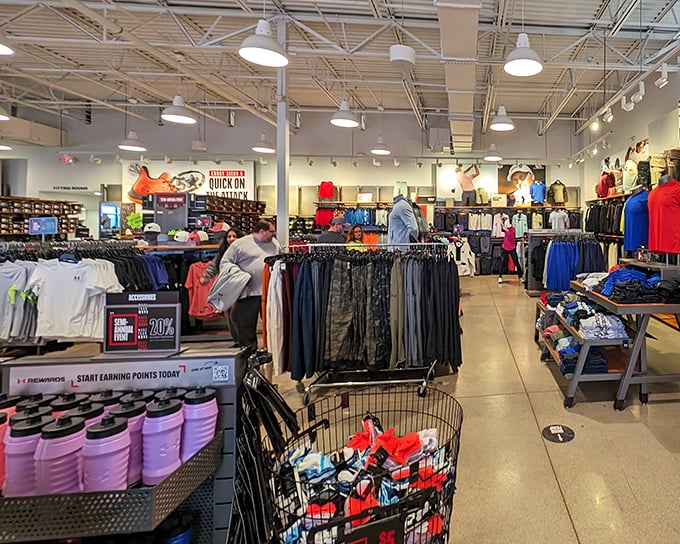 Under Armour's Factory House—where athletic aspirations meet affordable reality in a sea of performance gear that won't perform disappearing acts on your bank balance.