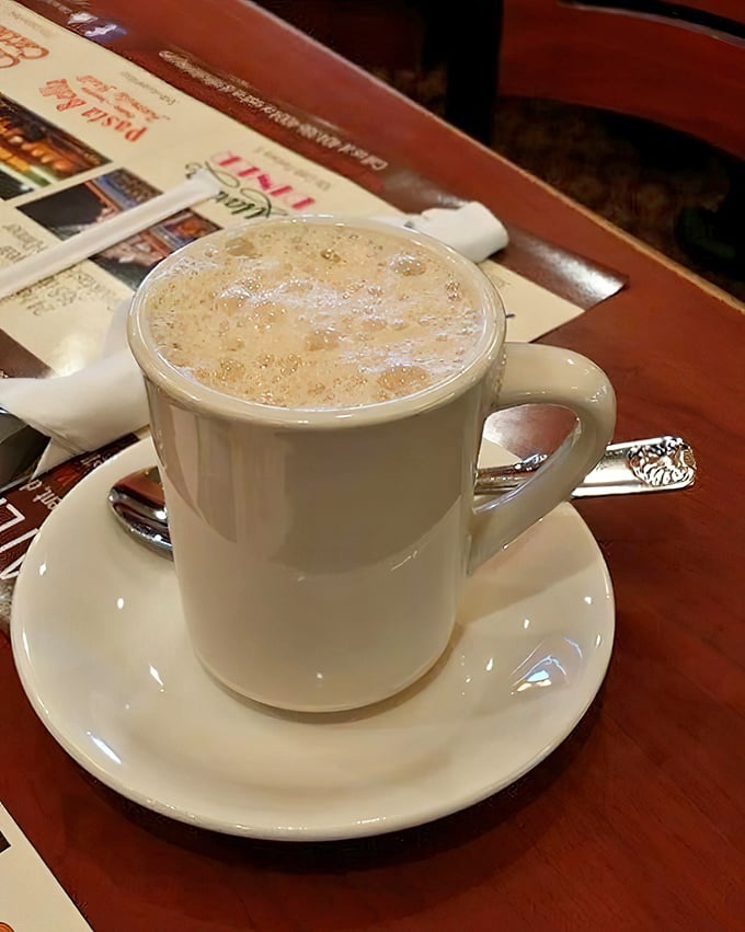 This isn't just coffee—it's a frothy vanilla cappuccino that makes waiting for your main course feel like a luxury rather than a necessity.