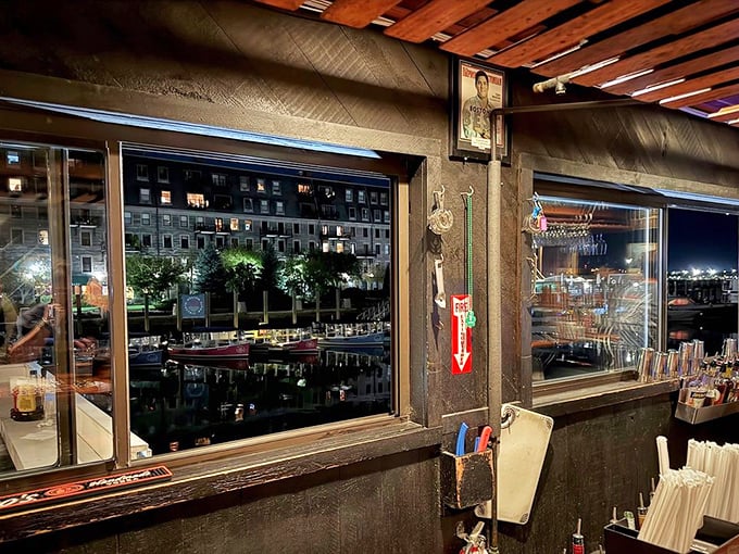 As night falls, the harbor view transforms into a twinkling tableau—the perfect backdrop for savoring the last bites of dinner.