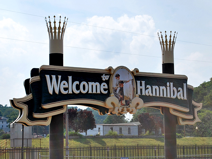 Hannibal's welcome sign promises adventures worthy of Tom and Huck – no fence-painting required unless you're feeling particularly nostalgic.
