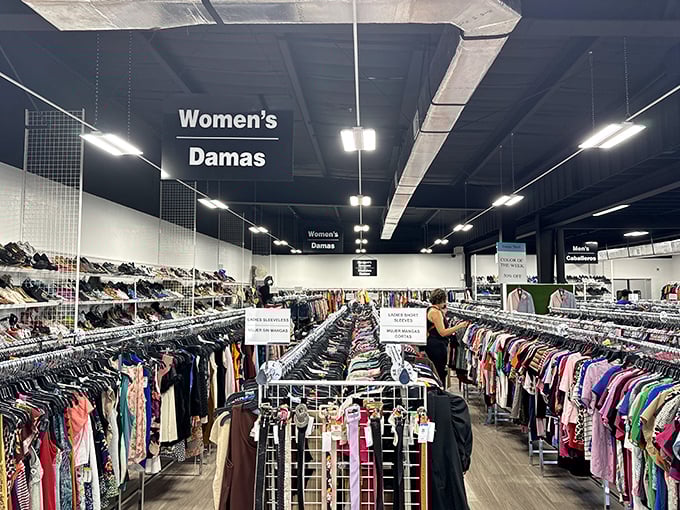 Wide aisles and thoughtful organization make Tampa Thrift feel more department store than secondhand shop. Dignity in thrifting—what a concept!