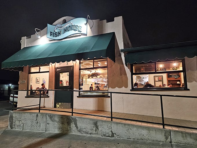 At night, Monterey's Fish House glows like a lighthouse for hungry souls—a beacon of culinary hope in a sea of ordinary dining options.
