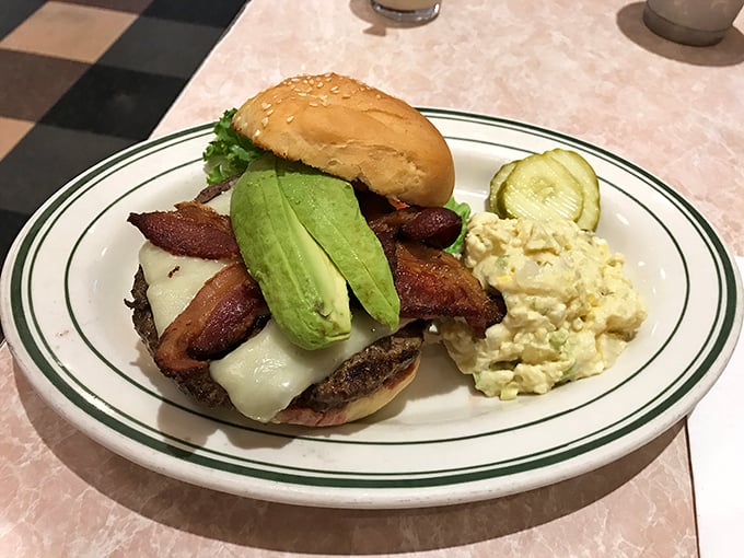 This bacon cheeseburger with avocado represents everything California dining should be: fresh, generous, and utterly satisfying.