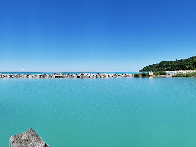 Waters so blue they'd make Caribbean postcards jealous, proving Michigan's hidden coastal treasures shine brightest.