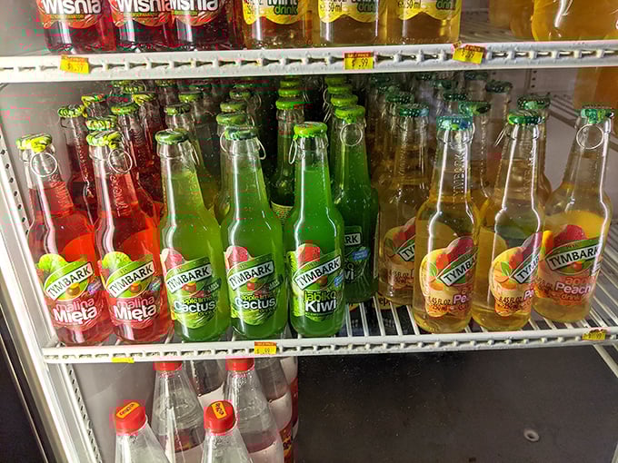 The colorful array of Tymbark sodas isn't just refreshment—it's liquid nostalgia in glass bottles. These Polish favorites bring fruity brightness to cut through rich dishes.