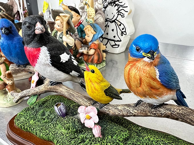 These ceramic birds won't fly south for winter or wake you at dawn – just perfect companions for your bookshelf's evolving ecosystem.