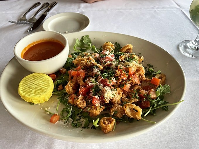Calamari so perfectly fried it should give TED talks on achieving the ideal texture—crisp exterior, tender interior, zero rubber bands.