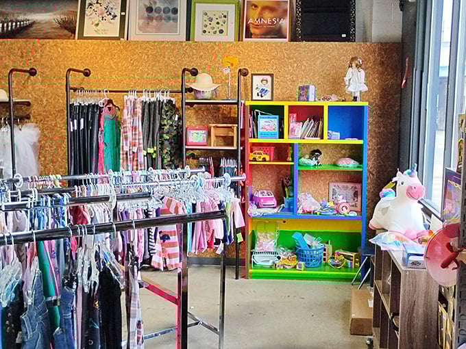 The children's section isn't just adorable—it's a wonderland of tiny treasures where stuffed unicorns and colorful bookshelves await imagination's touch.
