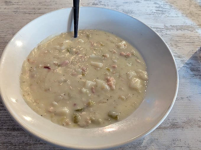 This clam chowder isn't just soup—it's a creamy hug in a bowl that makes you forget you're hundreds of miles from the coast.