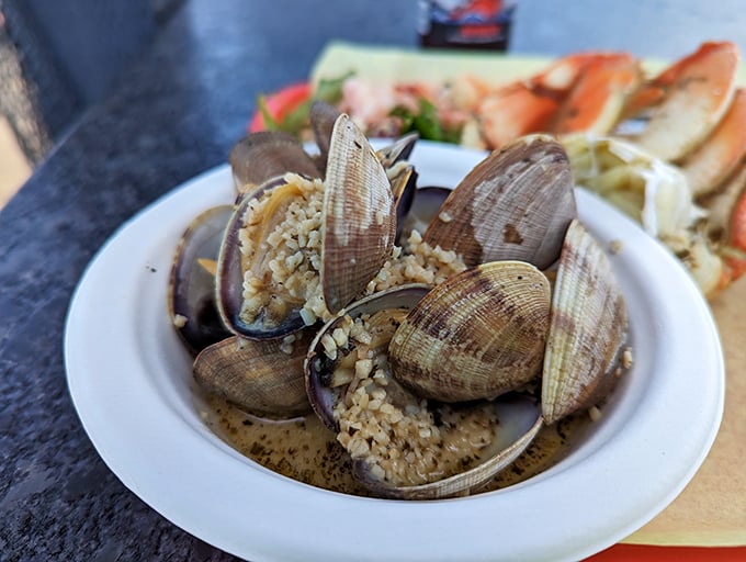 These steamer clams have been coaxed open with butter, garlic, and white wine—a delicious reminder of why we love coastal cuisine.