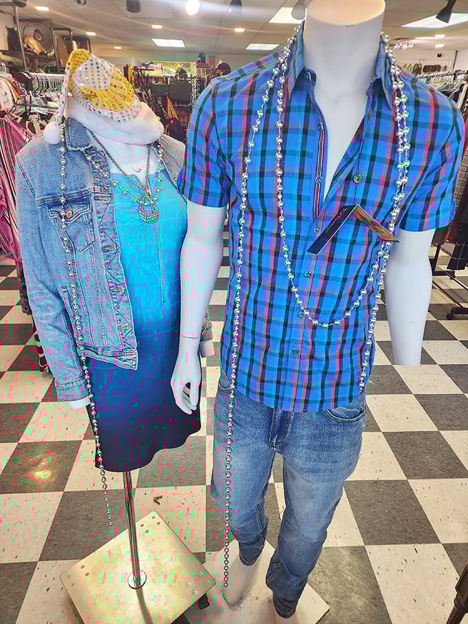 Mannequins dressed in their summer best, complete with statement jewelry. Ready for a second chance at making first impressions.