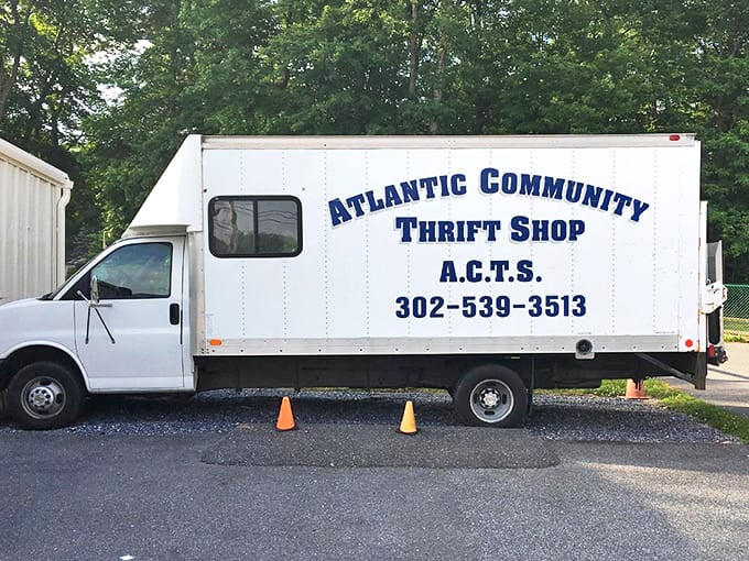 The ACTS delivery truck—thrift shop on wheels—bringing donations and deliveries throughout Ocean View with missionary zeal.