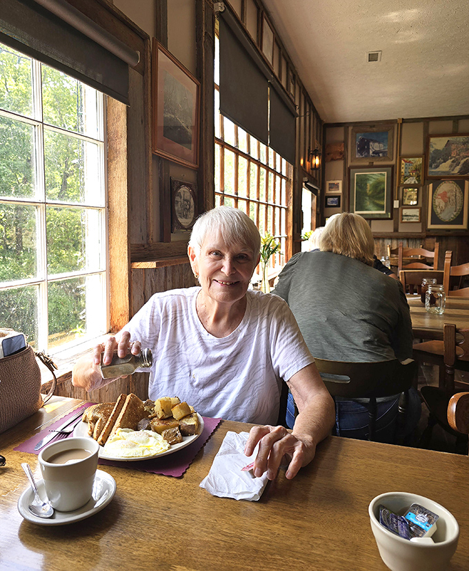 Happy diners caught in their natural habitat. That smile says everything you need to know about what's on that plate.