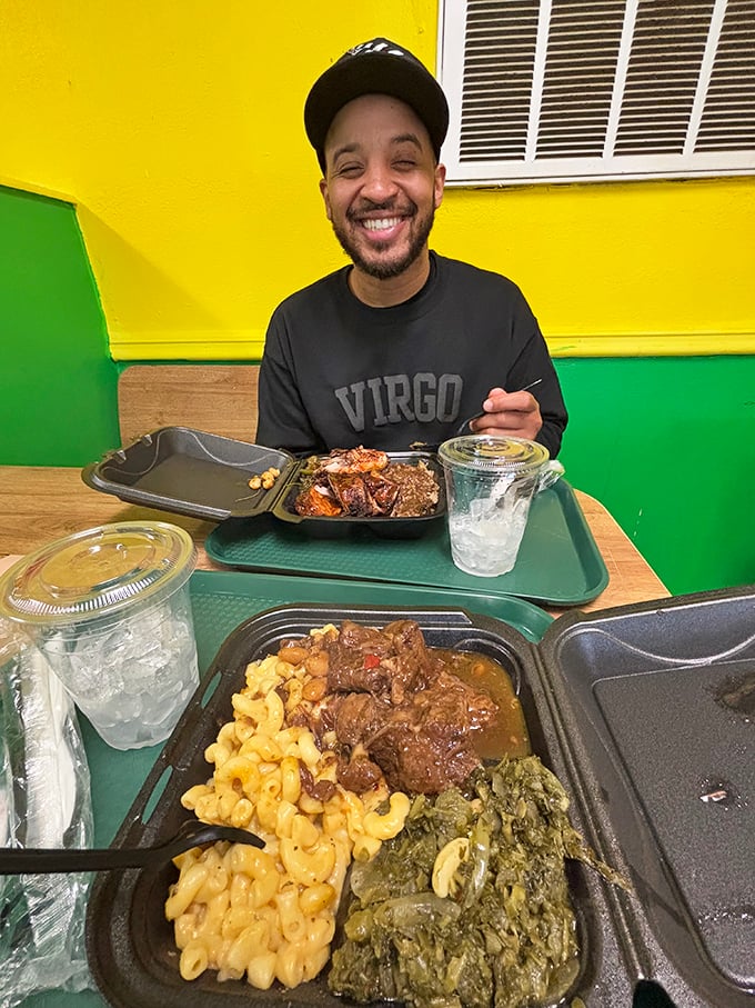The universal language of good food brings smiles that need no translation, especially when there's oxtail and jerk chicken involved.
