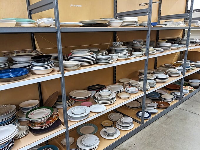 Plates upon plates upon plates – because somehow yours keep disappearing, and these have character your plain white IKEA ones never will.