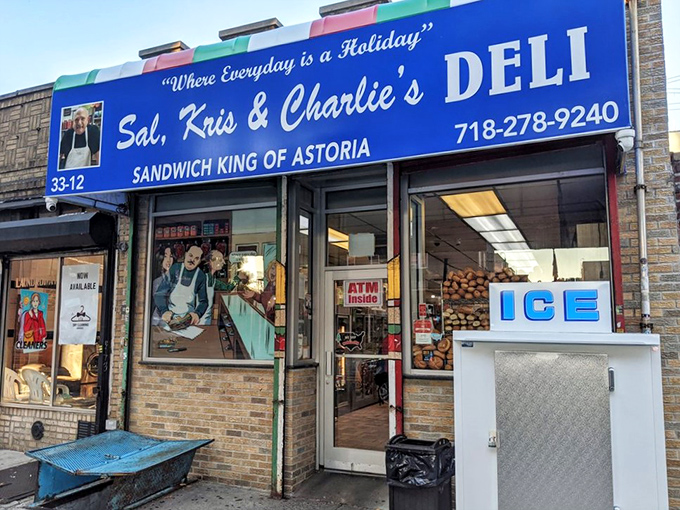 The entrance to sandwich paradise doesn't need to be fancy—the blue awning and simple storefront hide treasures within.