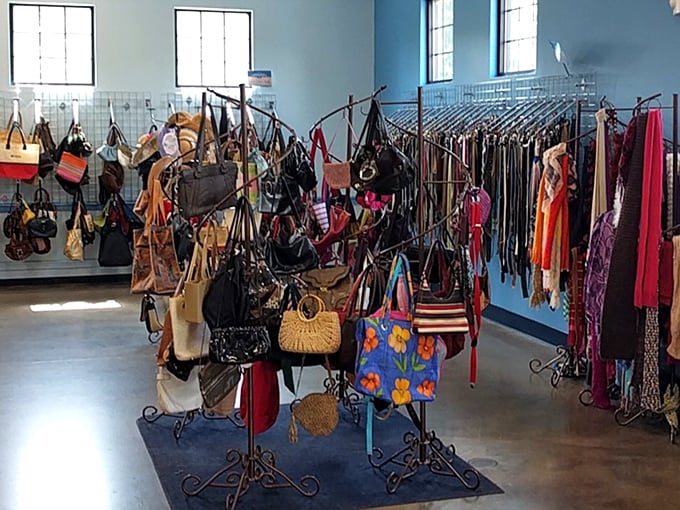 The handbag carousel—a merry-go-round of fashion possibilities where designer labels occasionally hide among everyday finds.
