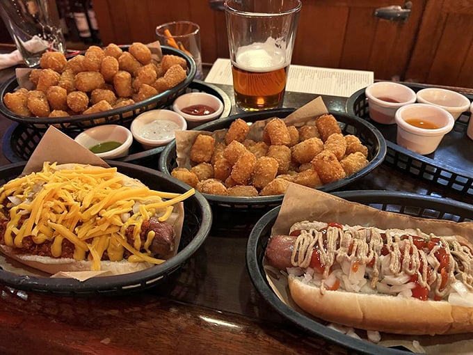 The spread that launches a thousand napkins. This table of hot dog glory is what food dreams—and fantastic group photos—are made of.