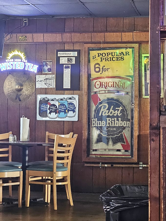 Vintage beer signs aren't decoration – they're time machines. That Pabst advertisement has witnessed more first dates than any matchmaker in town.