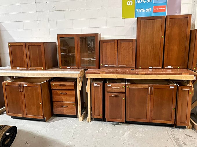 Kitchen cabinets standing at attention, ready to be drafted into your renovation plans and hide your secret snack collection.