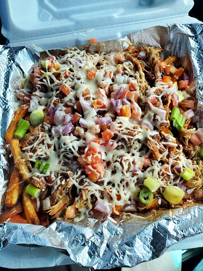 Loaded fries: where potatoes fulfill their highest purpose by becoming a canvas for cheese, meat, and veggies in a symphony of savory delight.
