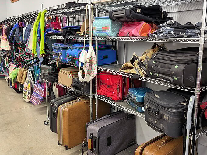 The luggage section: where your next adventure's companion awaits. That vintage suitcase has stories to tell and new journeys to make.