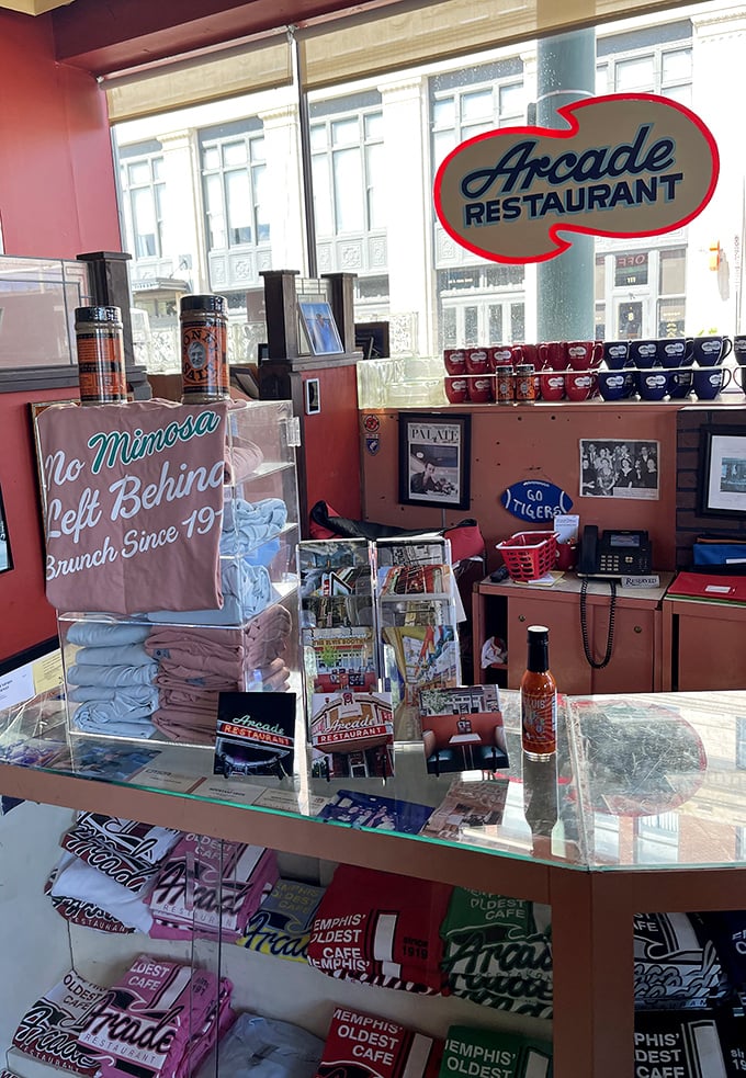 "No Mimosa Left Behind"—the merchandise corner celebrates brunch culture with the reverence it deserves, offering take-home souvenirs of your Arcade pilgrimage.
