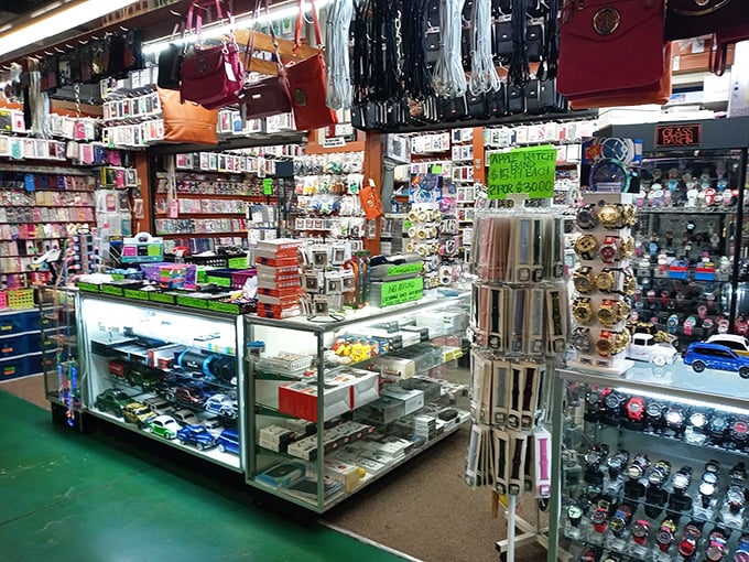 Watches, gadgets, and gizmos aplenty—this display case is where impulse purchases are born and "I was just browsing" goes to die.