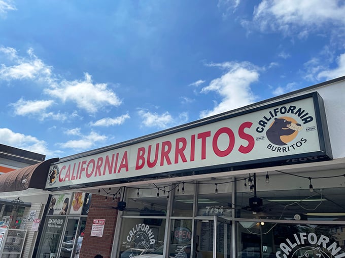 The sign glows like a beacon of hope for the hungry—a straightforward promise of satisfaction without unnecessary frills.