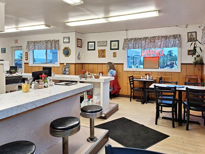 The dining room balances no-nonsense functionality with the comfort of a place where you're allowed—even encouraged—to linger over that last cup of coffee.