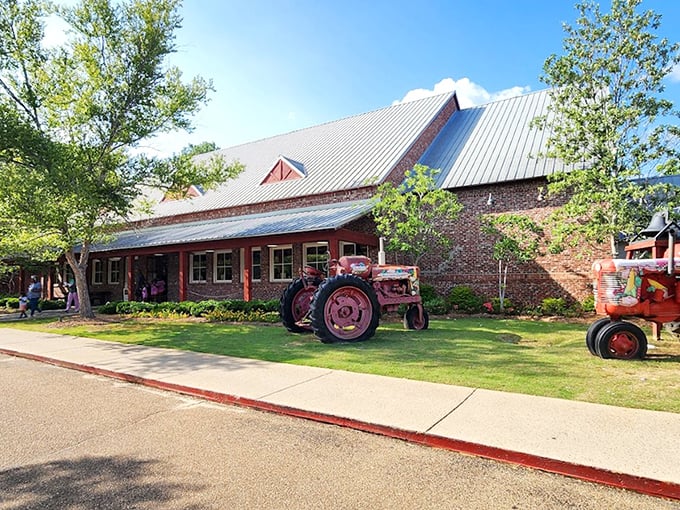 The exterior view reveals the restaurant's true scale—a cathedral of comfort food where calories don't count and elastic waistbands are recommended.