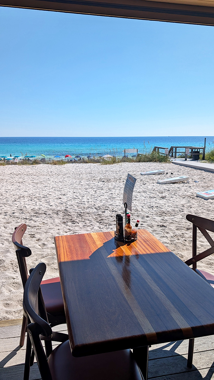 Dining with your toes practically in the sand—where the table setting includes emerald waters and endless sky.