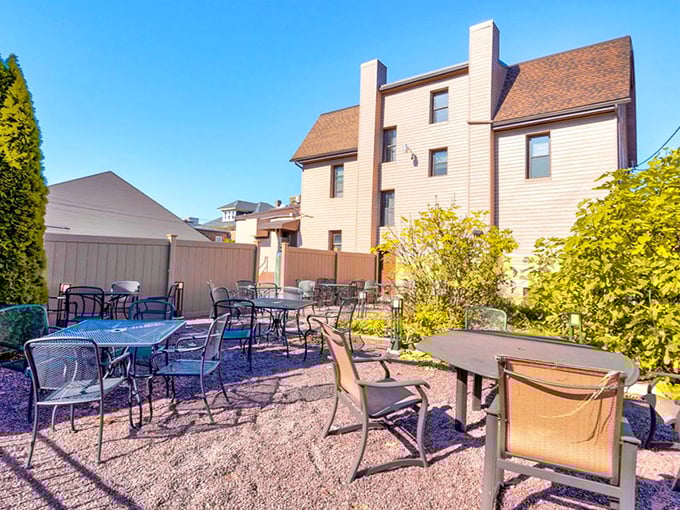The outdoor patio offers al fresco dining for those who prefer their pasta with a side of fresh air.