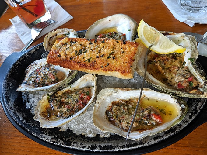 Oysters Rockefeller—where the ocean meets butter, herbs, and a touch of decadence. Seafood elevated to an art form.