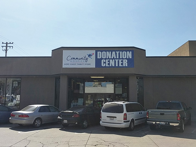 The donation center entrance—where Central Valley generosity transforms into community support, one carefully packed car trunk at a time.